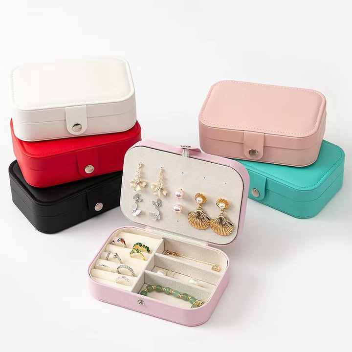 Portable White PU Leather Jewelry Storage Box Custom Logo Bracelet Earring Case Organizer Ring ...