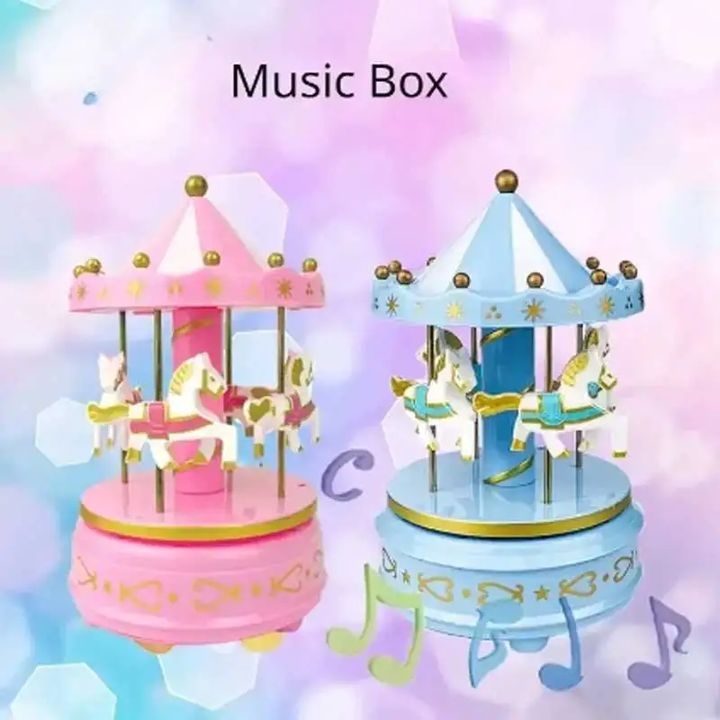Luxury Carousel Music Box - 4 Horses Rotate Romantic Toys