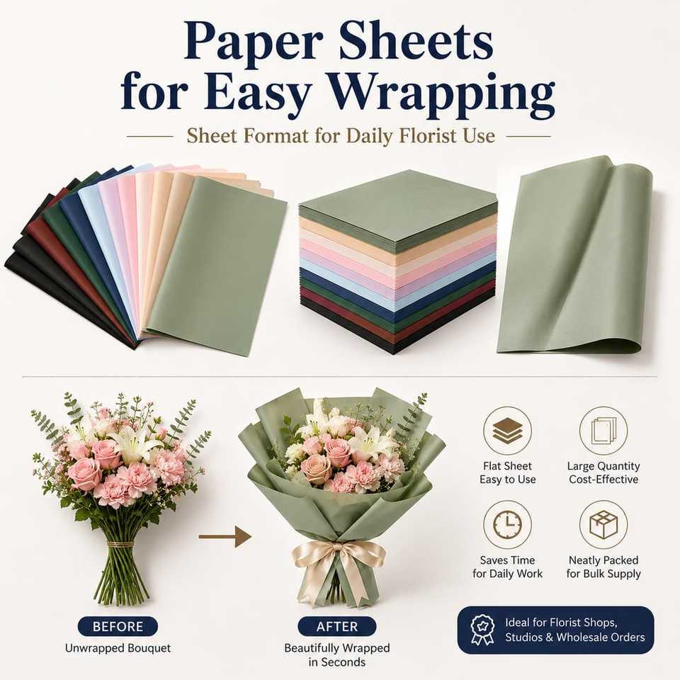 Custom Flower Bouquet Wrapping Paper Sheets Floral Packaging for ...