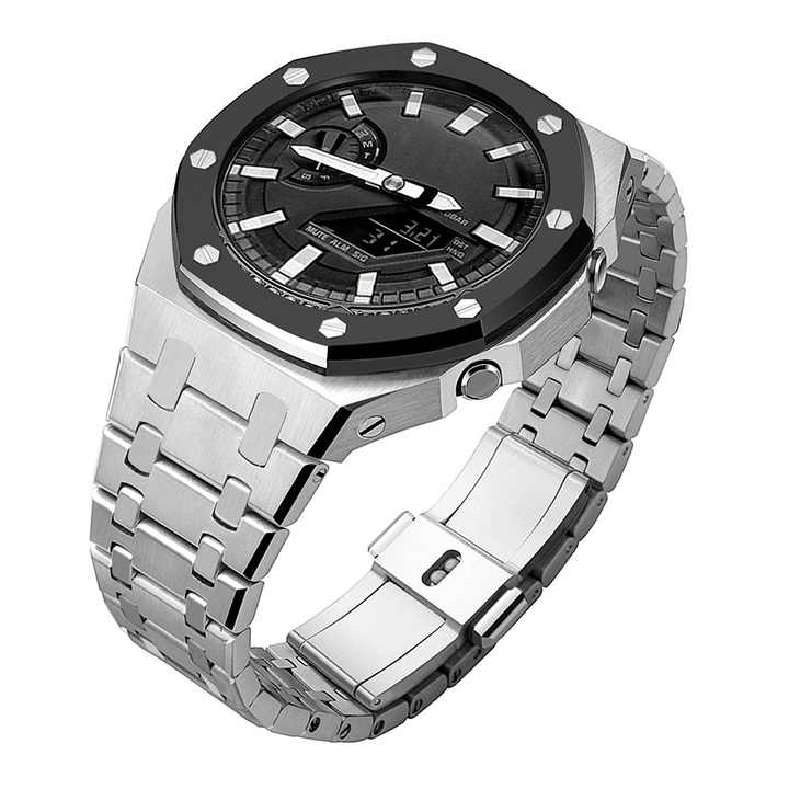 Stainless Steel Bezel Strap Watch Case for Casioak Mod Kit