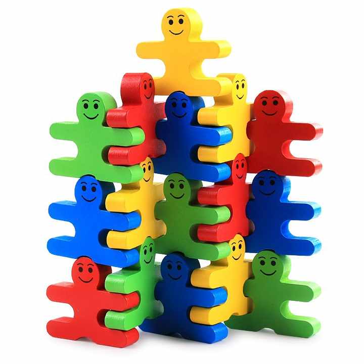 Kids Cartoon Little Men Balance Blocks Creative Insert Building Block ...