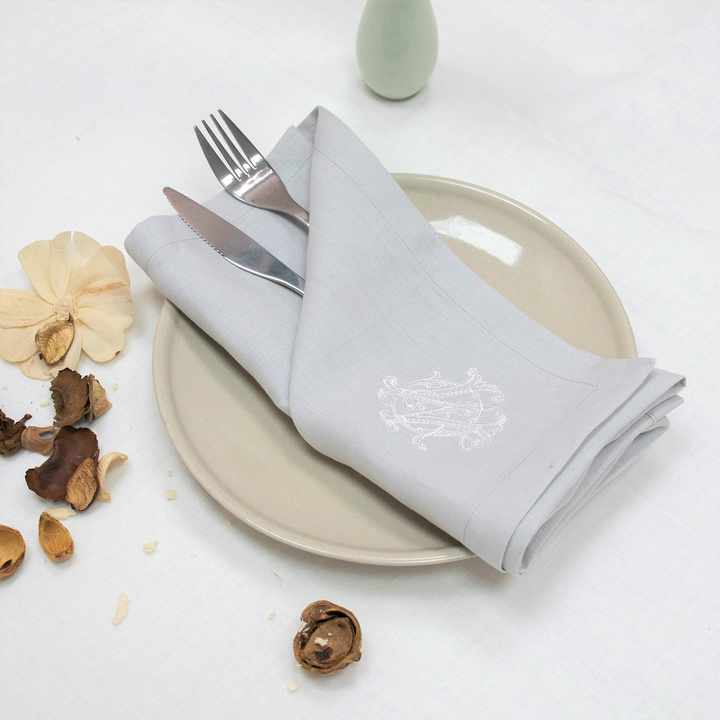 Custom Monogrammed Linen Party Napkins for Weddings & Events, ODM