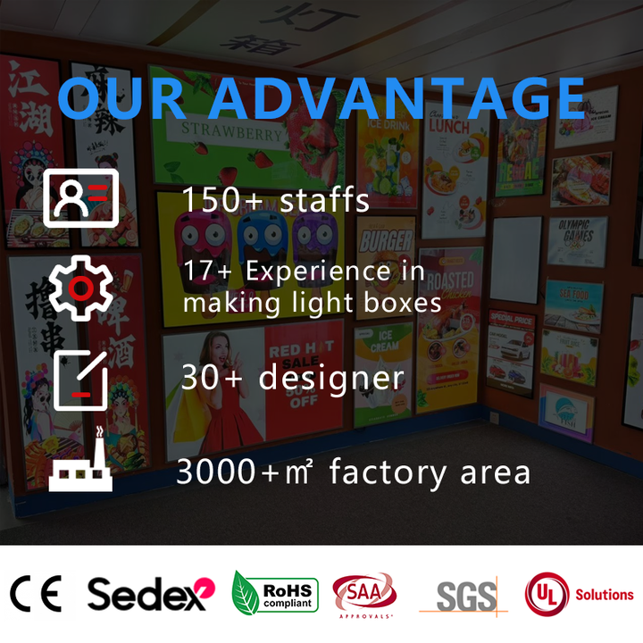 Custom A1 A2 A3 A4 Restaurant Menu Aluminum Frame Glass Light Box Poster Frame Slim Led Light ...