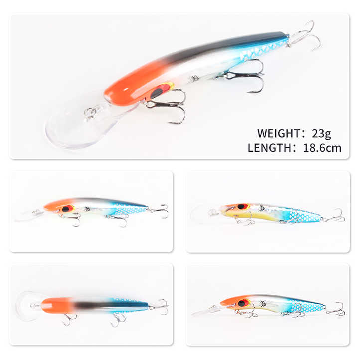Trolling Fishing Bait 23g 186mm Deep Diving Long Lip Fishing Lures 3D ...