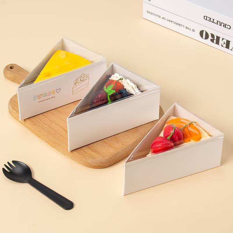 White Triangular Mousse Box, 6-inch and 8-inch Layered Cake Cut Pieces ...