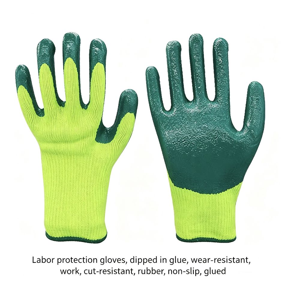 Thickened Latex Wrinkled Labor Protection Gloves Rubber-Coated Wear ...