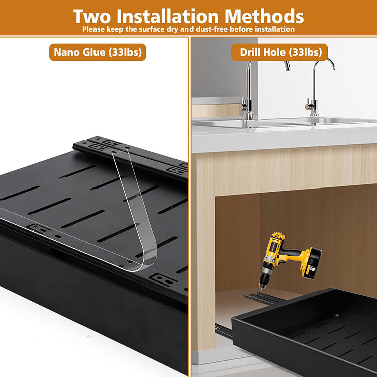JH-Mech Adjustable Slide Out Drawers for Kitchen Cabinets (12.6"-20.5 ...