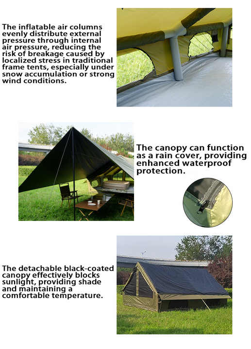 Pro Series 12㎡ Inflatable Tent with Extended Canopy UV Resistant 300D ...