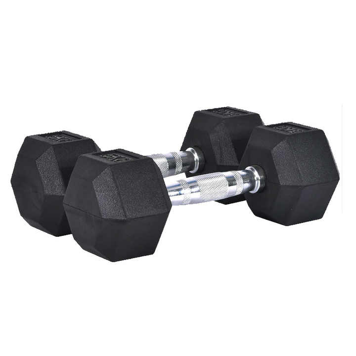 High Quality Gym Fitness 5 kg Black Rubber Dumbbells Hexagonal Dumbbell ...
