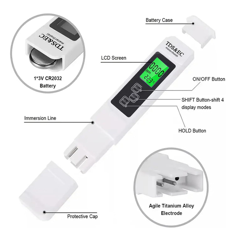 High-precision Water Quality Pen TDS/EC Detector TDS-A4 Fish Tank ...