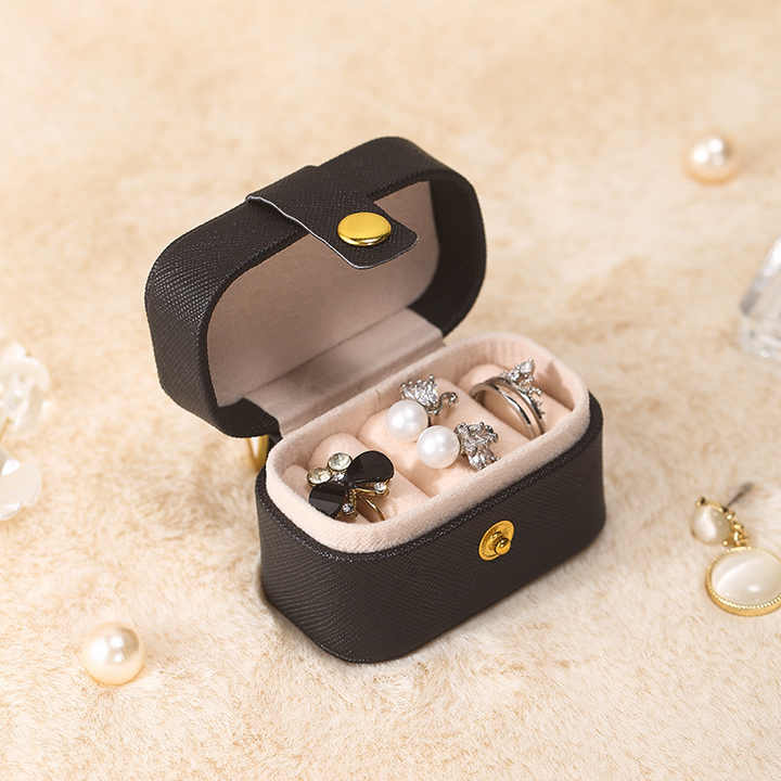 Mini Travel Jewelry Box Case PU Leather Portable Ring Storage Case for ...