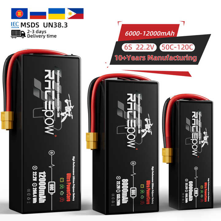 Racepow 6S 22.2V 6500/8000/10000mAh Lipo Battery For FPV Drone RC Parts ...