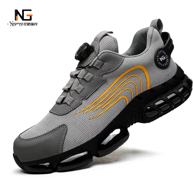 Unisex Steel Toe Anti-Slip Safety Boots Microfiber Leather Mesh Upper ...