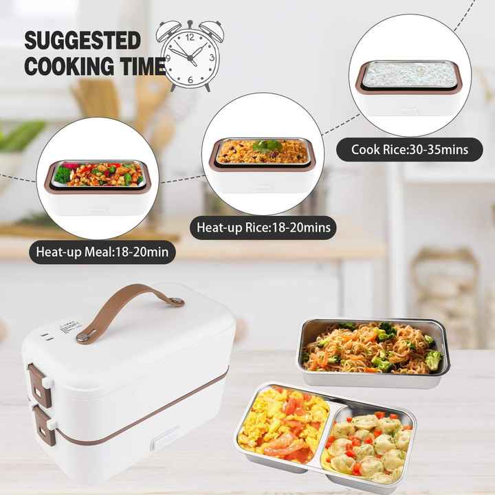 Electric Bento Lunch Box - Portable Rice Cooker 2 Layers