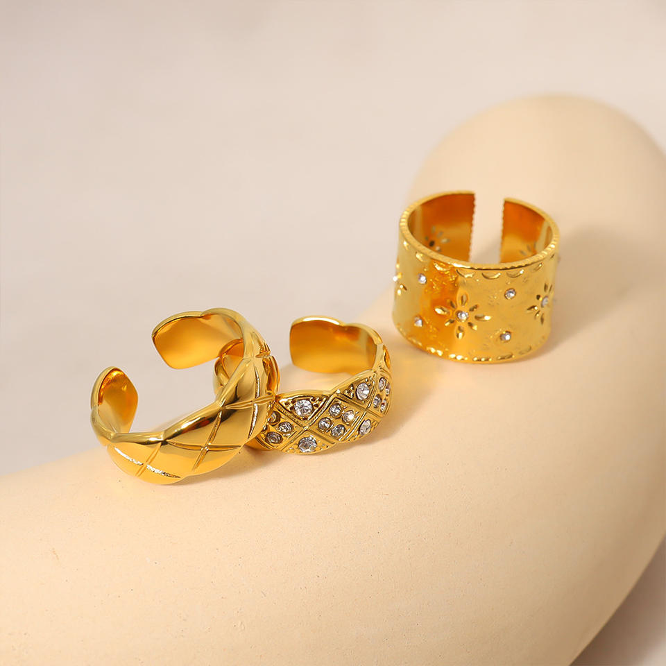 French Retro Court Style Geometric Carved Hollow-out Design Tungsten ...