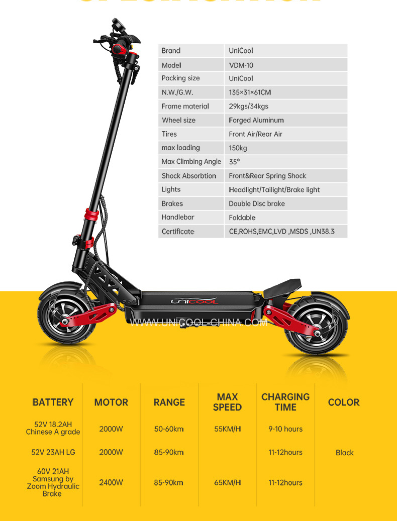 China 2 Wheels VDM 10 Electric Scooter Unicool Manufacturer Hiboy Titan ...