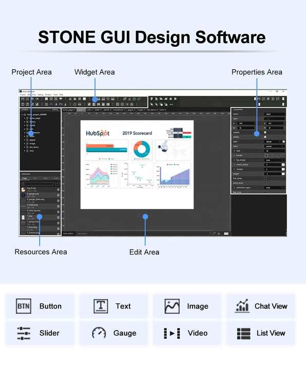 STONE 10.1 Inch HMI Display Touch Screen - 1024x600 Resolution