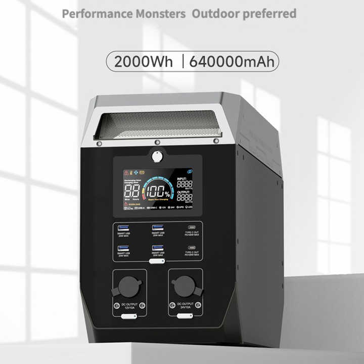 2000W 2000WH Portable Power Station Bank Supply Solar Generator Wholesale Travel Home Lifepo4 ...