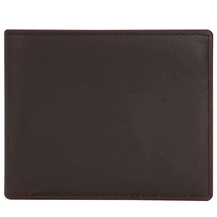 Tiding Custom Retro Brown Men Bifold Wallet - Real Leather
