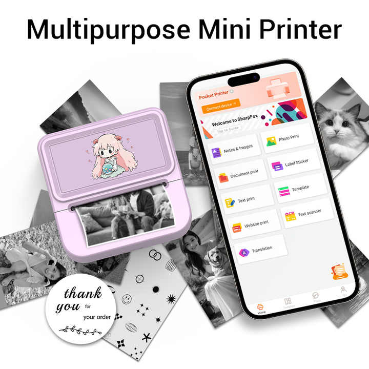 Y2C Portable Thermal Sticker Pocket Printer - Bluetooth Wireless