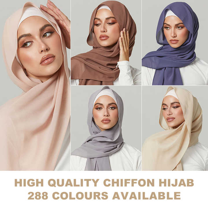 20 Colors Wholesale High Quality Islamic Shawl Soft Plain Georgette ...