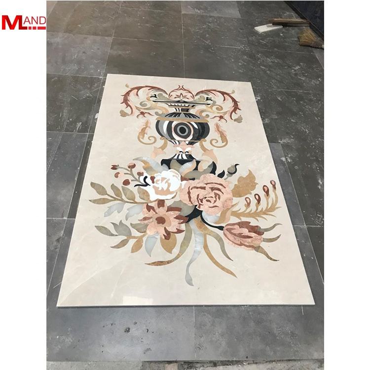 Güzel dekoratif zemin tasarımı çiçek ezilmiş mermer fayans laminat ...