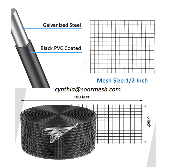 Black Pvc Coated 1/2inch Welded Wire Mesh Rodent Proof Solar Panel Bird ...