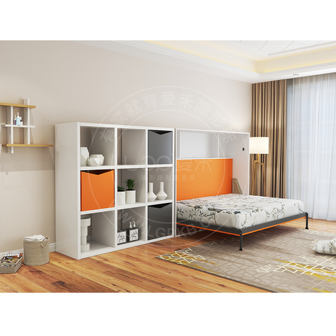 Hidden Wall Bed: Multifunctional Rotating Murphy Bed with Bookshelf and ...