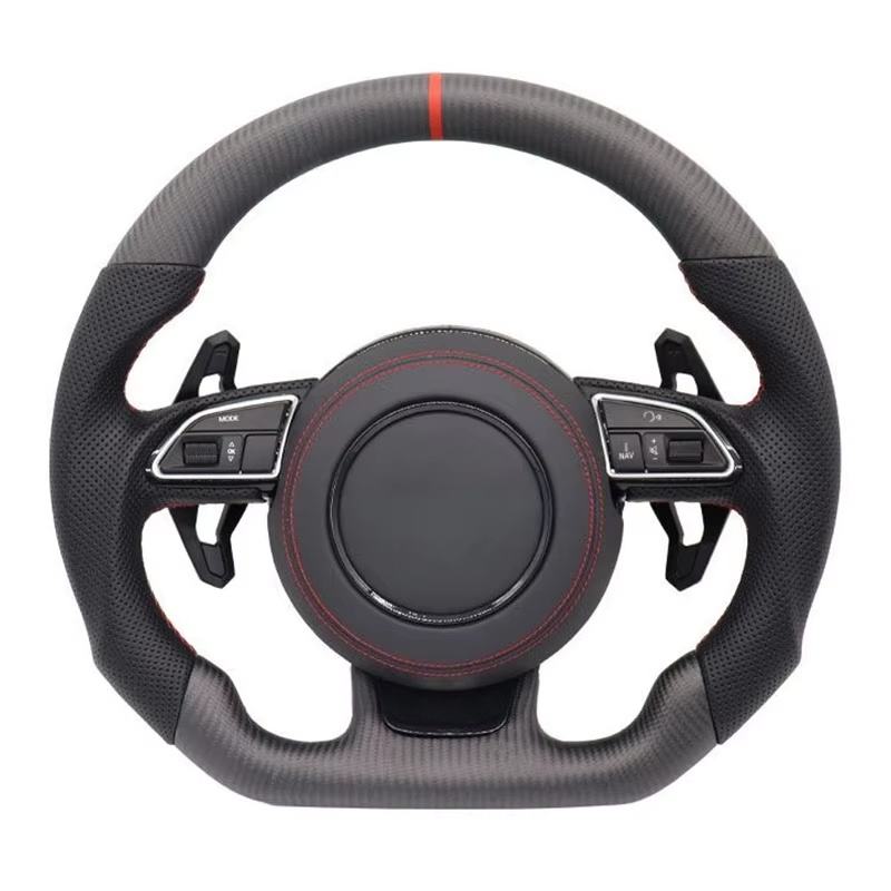 Carbon Fiber Perforated Leather LED Steering Wheel for Audi RS S3 S4 S5 ...