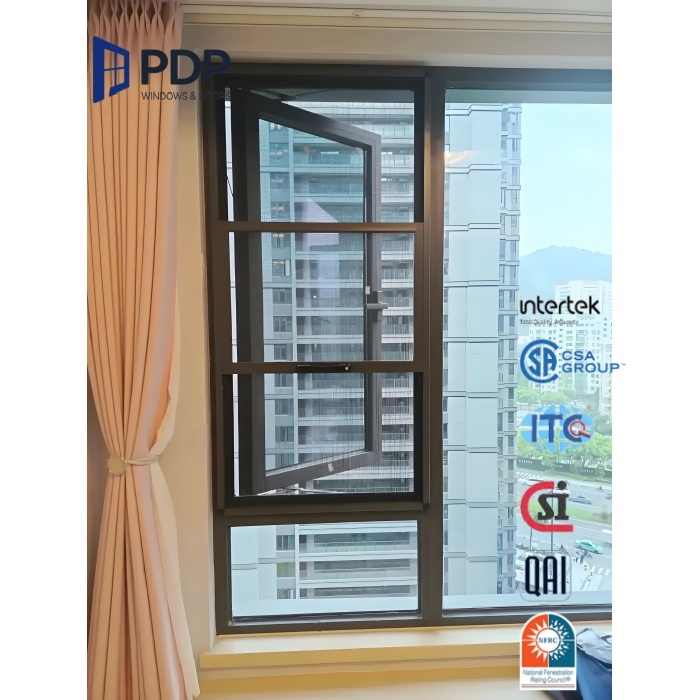 PDP NFRC Tempered Glass Aluminum Alloy House Swing Window Outward ...