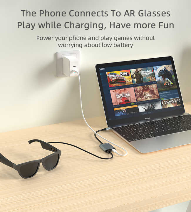 USB-C XR Charging Adapter - Charge & Play AR Smart Glasses