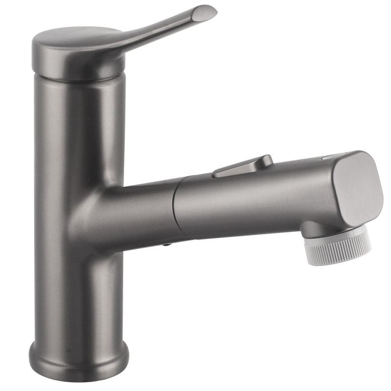Gun Gray Single Handle Ceramic Valve Core Pull-out Faucet with Hot/Cold ...