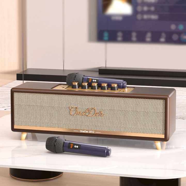 Wireless Blue-tooth Speaker Luxury Wood Grain Finish Home Karaoke ...