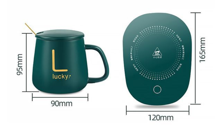 OEM USB Portable Electric Ceramic Mug Set - 55°C Thermostat