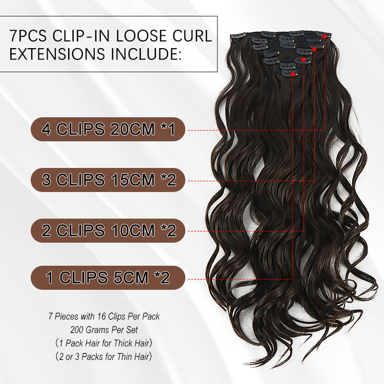 Julianna Kanekalon 24Inches 7 Piece Heat Resistant Loose Wave Curly ...