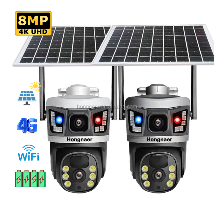 Hongnaer 4K V380 Pro Dual Lens Solar Power CCTV Camera