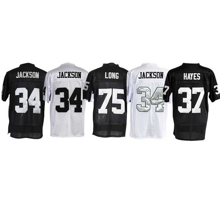 Wholesale Throw-back Stitched American Football Jersey 34 Bo Jackson 75 ...