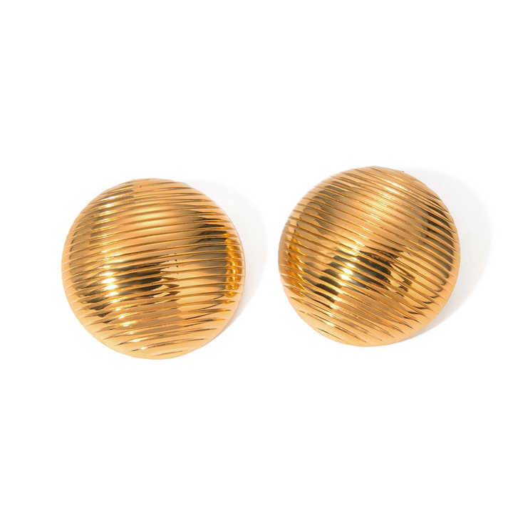 J&D Design 18K PVD Gold Stainless Steel High Polished Line Texture Oval ...