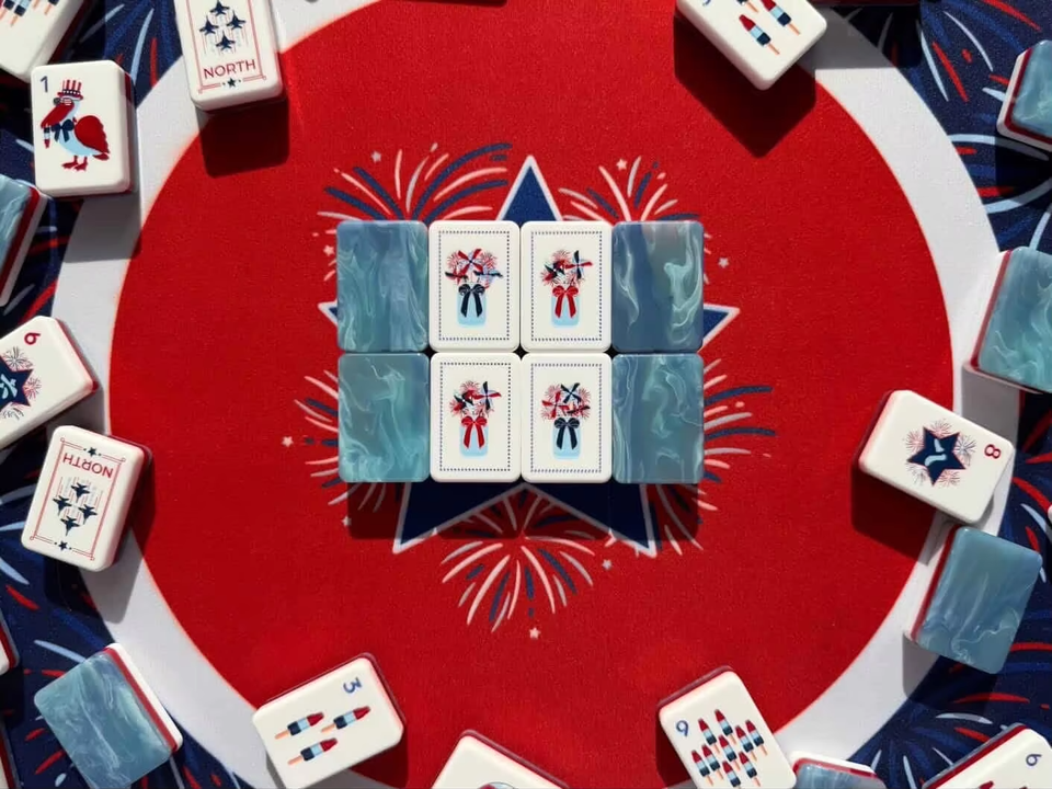 Patriotic American Mahjong Set 166 Tiles,4th July Popsicle & Beach Ball ...