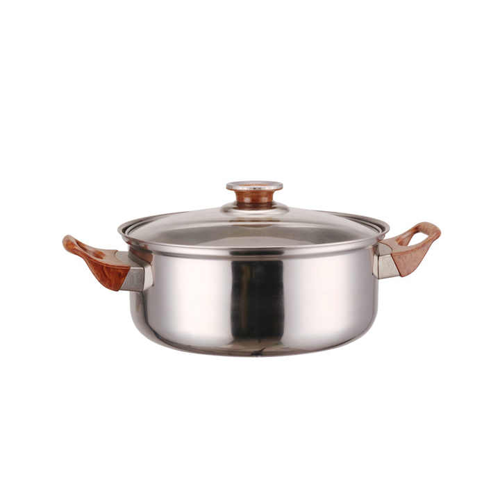 Kitchen Ware Stainless Steel Pot Set Wood Grain Handle with Kettle Pot ...