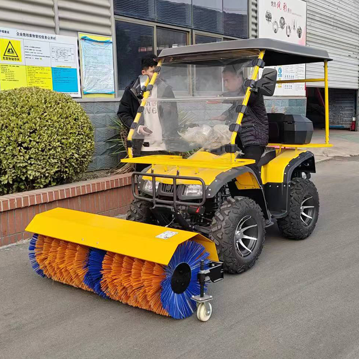 Polaris Atv with Snow Plow Robot Snow Plow Wheeled Roller Brush Snow ...