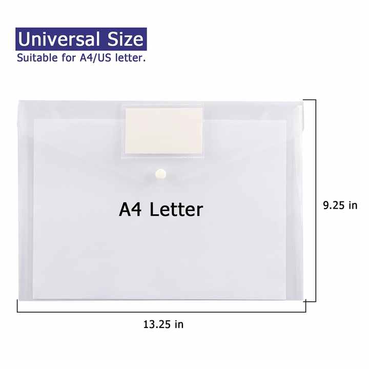 Horizontal Plastic Envelope Document Bags Snap Button Plastic Folder ...
