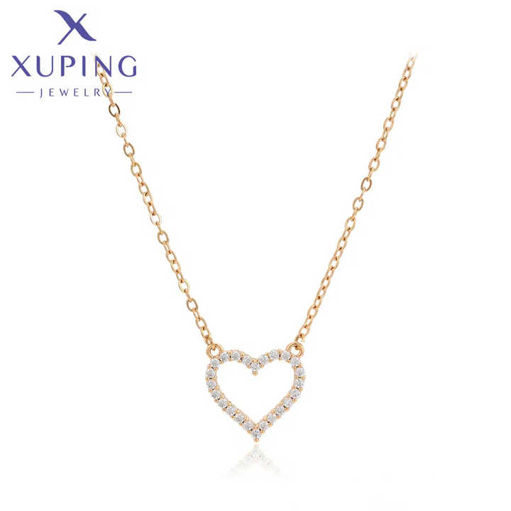 Xuping 18K Gold Plated Heart Jewelry Necklace for Valentine's Day