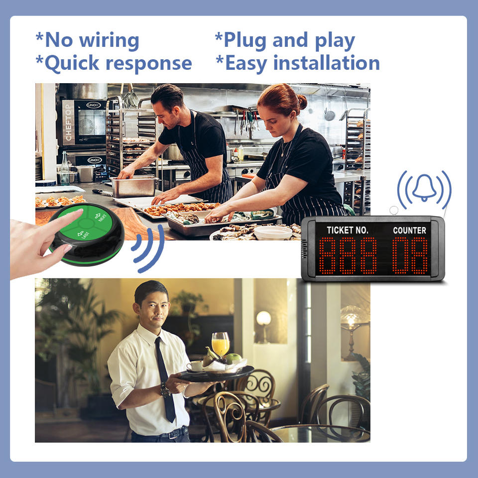 433MHz Wireless Queue Calling System with Vibration Flashing Alerts ...