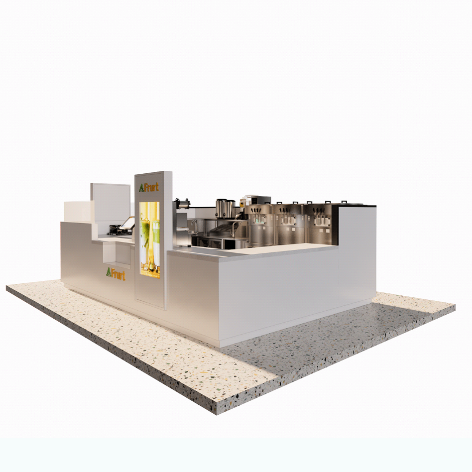 Pure White Minimalist LED Fresh Fruit Drink Market Stall Matte White ...