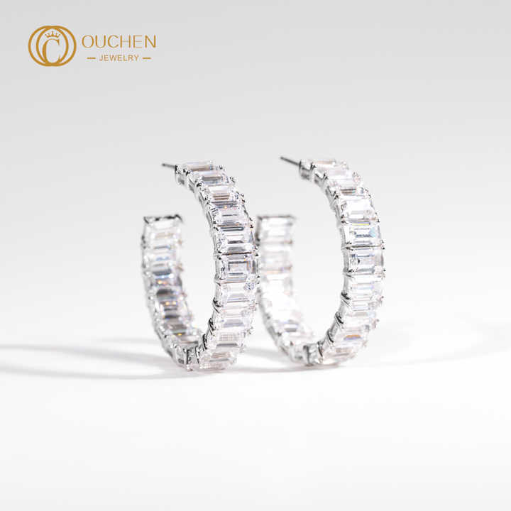 OUCHEN 2025 Classic Diamond 18k 9k Earring Elegant High Quality Color ...