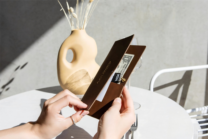 Luxurious Folding Check Folder Presenter with Custom Heat-pressed logo ...