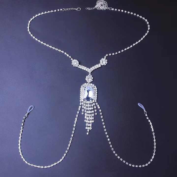 Zircon Chest Chain Jewelry Party Sexy Rhinestone Bra Body Breast Chain ...
