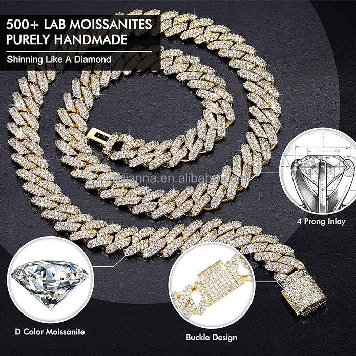 Custom 8 Mms 925 Sterling Silver Moissanite Necklace Hip Hop Style VVS ...
