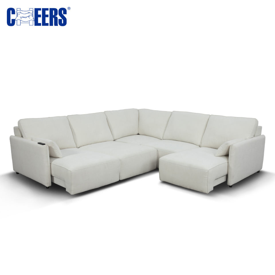 MANWAH CHEERS Electric Convertible L-Shape Sofa Bed Set Fabric Modular ...